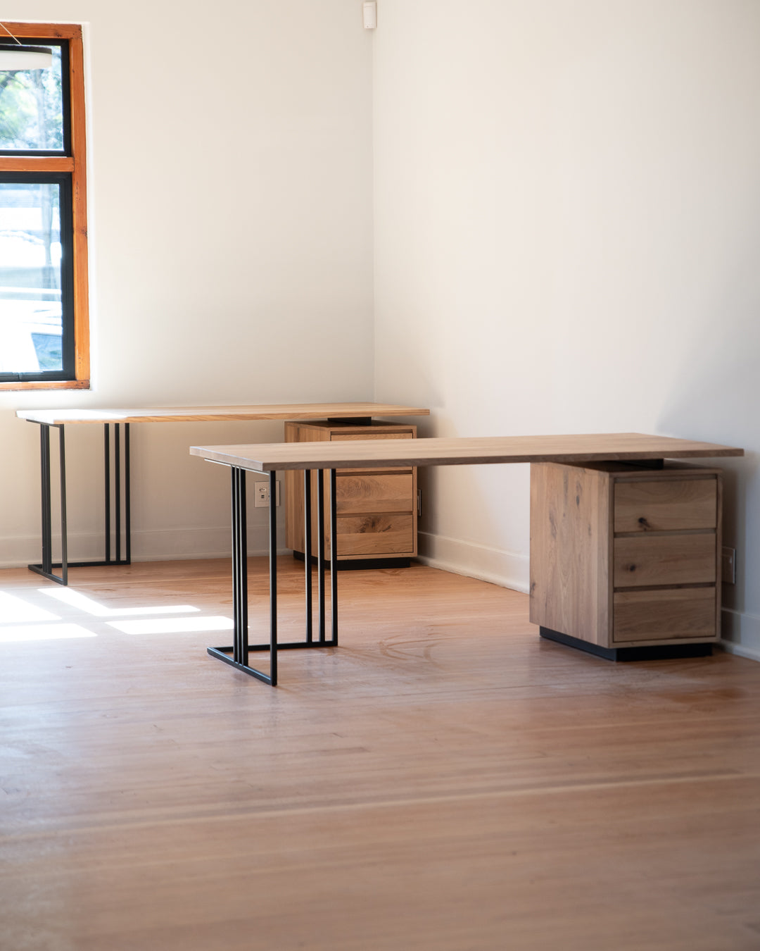 Bark & Steel Office Desk: Custom Wood & Steel Study Desks