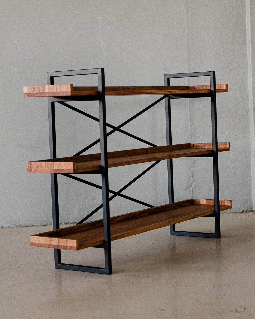 Labyrinth Bookshelf in Teak – Bark & Steel