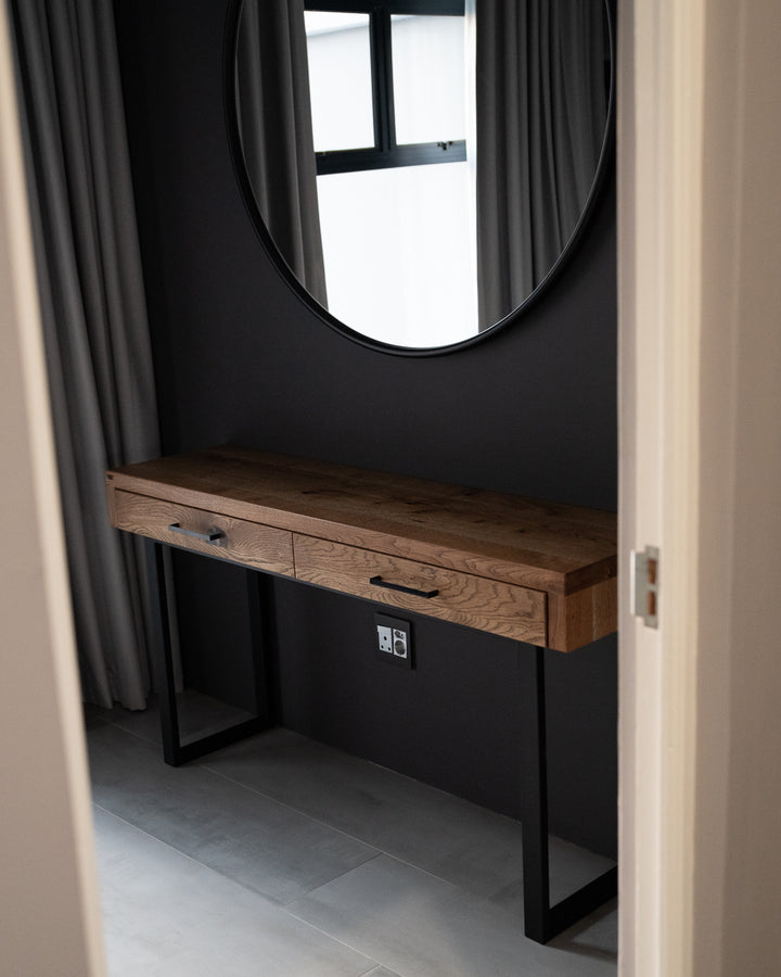 Bark & Steel Office Desk: Custom Wood & Steel Study Desks