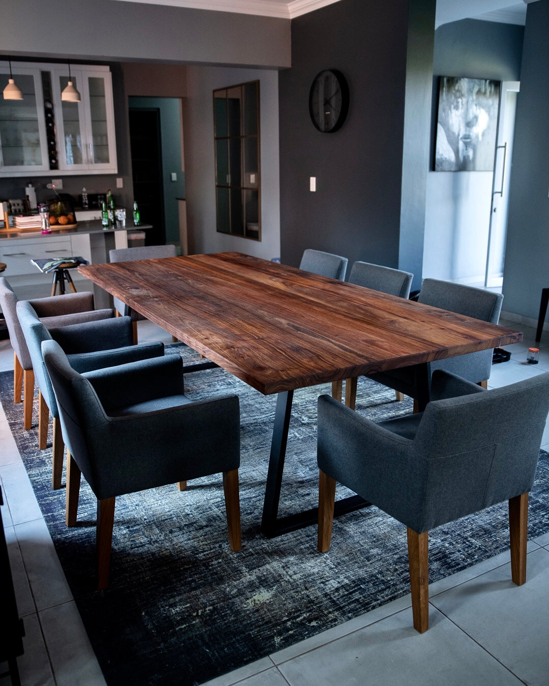 Elements Dining Table – Bark & Steel