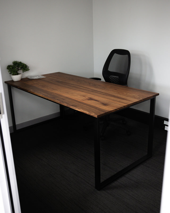 Bark & Steel Office Desk: Custom Wood & Steel Study Desks